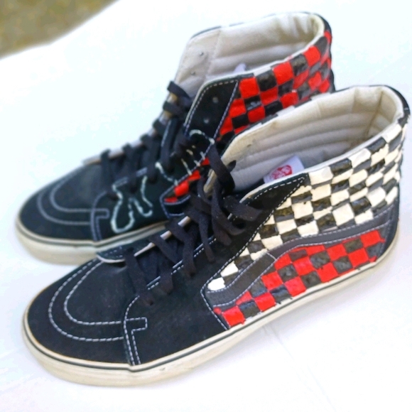 Vans | Shoes | Vans Checkerboard Off Wall High Top Upcycled Sneakers ...